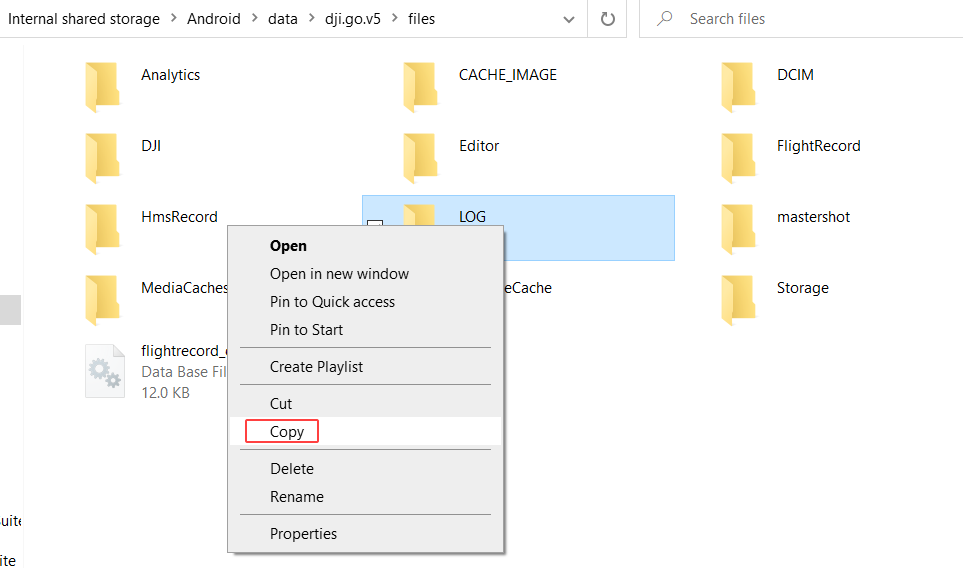 How do I export log files from the App?